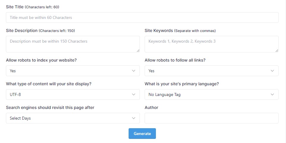 Meta Tag Generator - SEO Converter