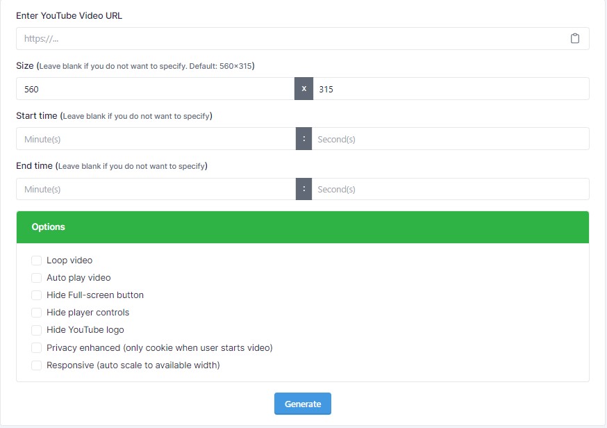 YouTube Embed Code Generator - SEO Converter